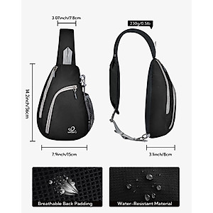 WATERFLY Crossbody Sling Bag Small Water Resistant Backpack Lightweight Shoulder Chest Daypack for Men Women Hiking Travel