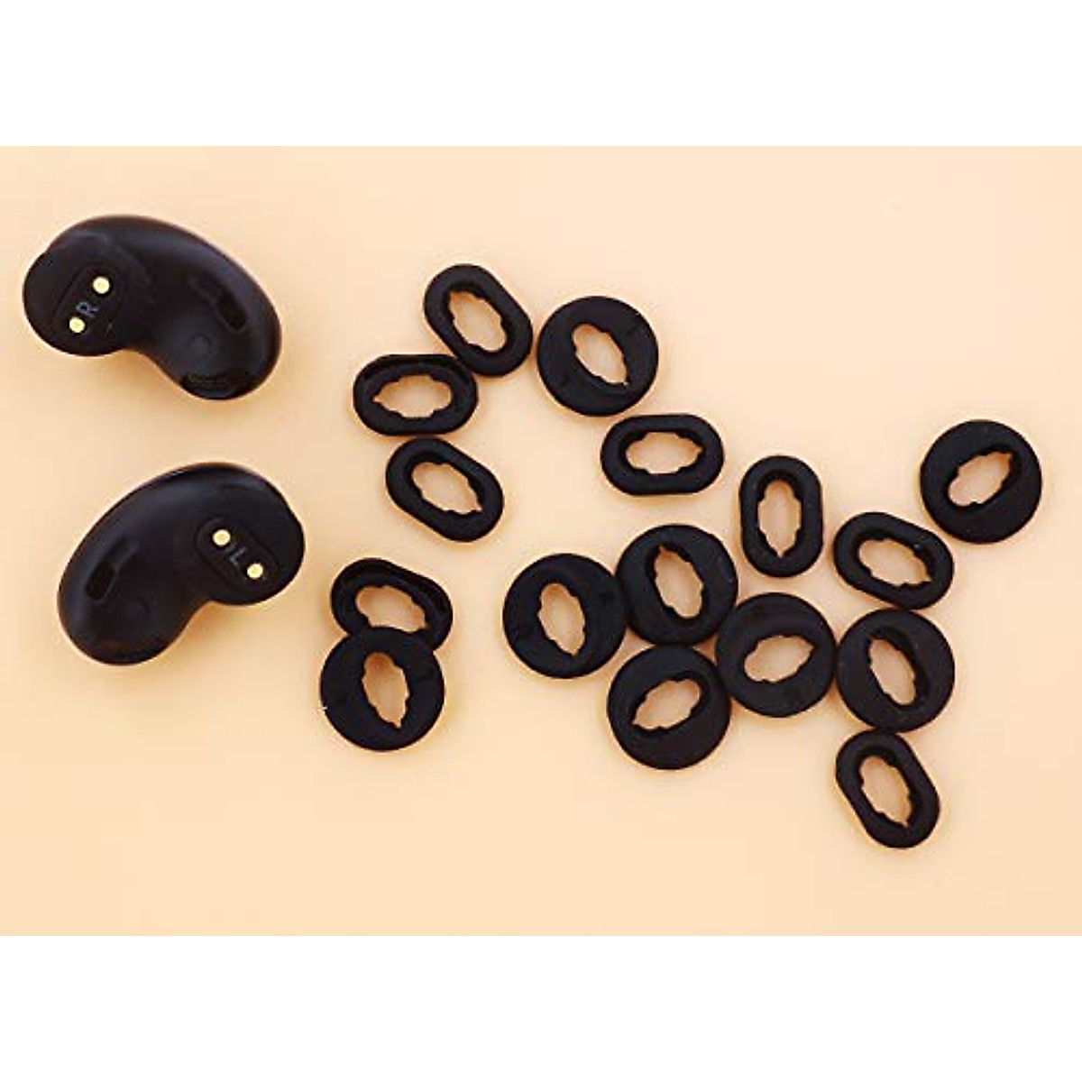 IiEXCEL Galaxy Buds Live Adapter Tips Eartips Earbuds, 8 Pairs Replacement S/L 2 Size Silicone Rubber Ear Tips Buds Wing Tips Fit in Case Compatible with Samsung Galaxy Buds Live - Black