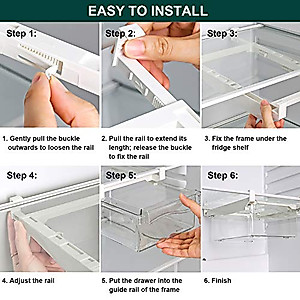 LALASTAR Fridge Drawer Organizer & Egg Holder For Refrigerator, Set of 2, Pull Out Refrigerator Storage Drawers for Fruits, Vegetable And Egg, Storage Containers Fit for Fridge Shelf Under 0.6"