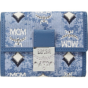 MCM Vintage Jacquard Mini/Trifold Wallet Blue One Size