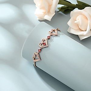 shajwo Cremation Jewelry Heart Urn Bracelet for Ashes for Women Girls Cremation Link Memorial Bracelet,Rose Gold-Red