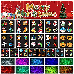 Christmas Projector Lights Nativity Outdoor Indoor Holiday 2-in-1 Ocean Wave 18 Slides LED Projection Light Remote Control Waterproof for Xmas Landscape Theme Holidays Halloween Parties