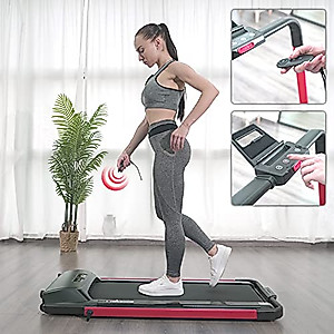 Maksone 2 in 1 Folding Treadmill for Home, Foldable Treadmill, Under Desk Electric Treadmill Walking Jogging Machine with Remote Control, Installation-Free (Red)…