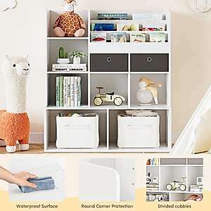 GAOMON 47.8in Kids Bookshelf with Drawers Wooden Toy Storage Organizer Modern Bookcase with Cubbies Floor Storage Cabinet White Toy Chest Playroom, Classroom, Nursery, Kids Room