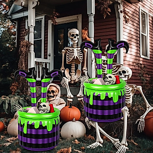 Liliful 2 Pack 40" Halloween Inflatable Witch Legs Cooler Witches Cauldron with Leg Large Capacity Witch Ice Drink Cooler Halloween Party Supplies for Indoor Outdoor Halloween Party Photo Prop Decor