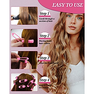 64 Pieces Sponge Hair Rollers: 2 Sizes for Medium Length Styling, Flexible Foam Curlers for Overnight Curl and Volume