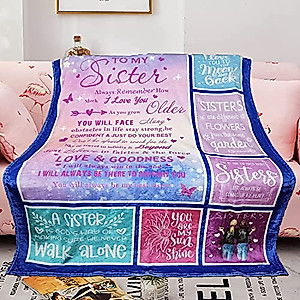 Ebmdsia Sister Gifts Blanket, Sister Birthday Gifts from Sister, Sister Gift from Sister, Gifts for Sister Throw Blankets 50"x60"