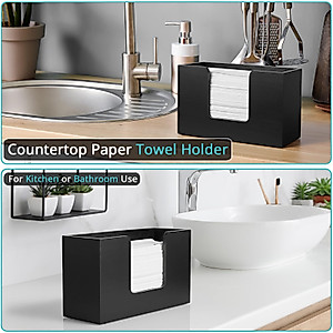 Paper Towel Dispenser Countertop, Wooden Bathroom Paper Towel Holder, Black Napkin Holder for Kitchen, Countertop Multifold C-Fold, Z-Fold, Trifold Paper Hand Towel Dispenser for Bathroom Toilet