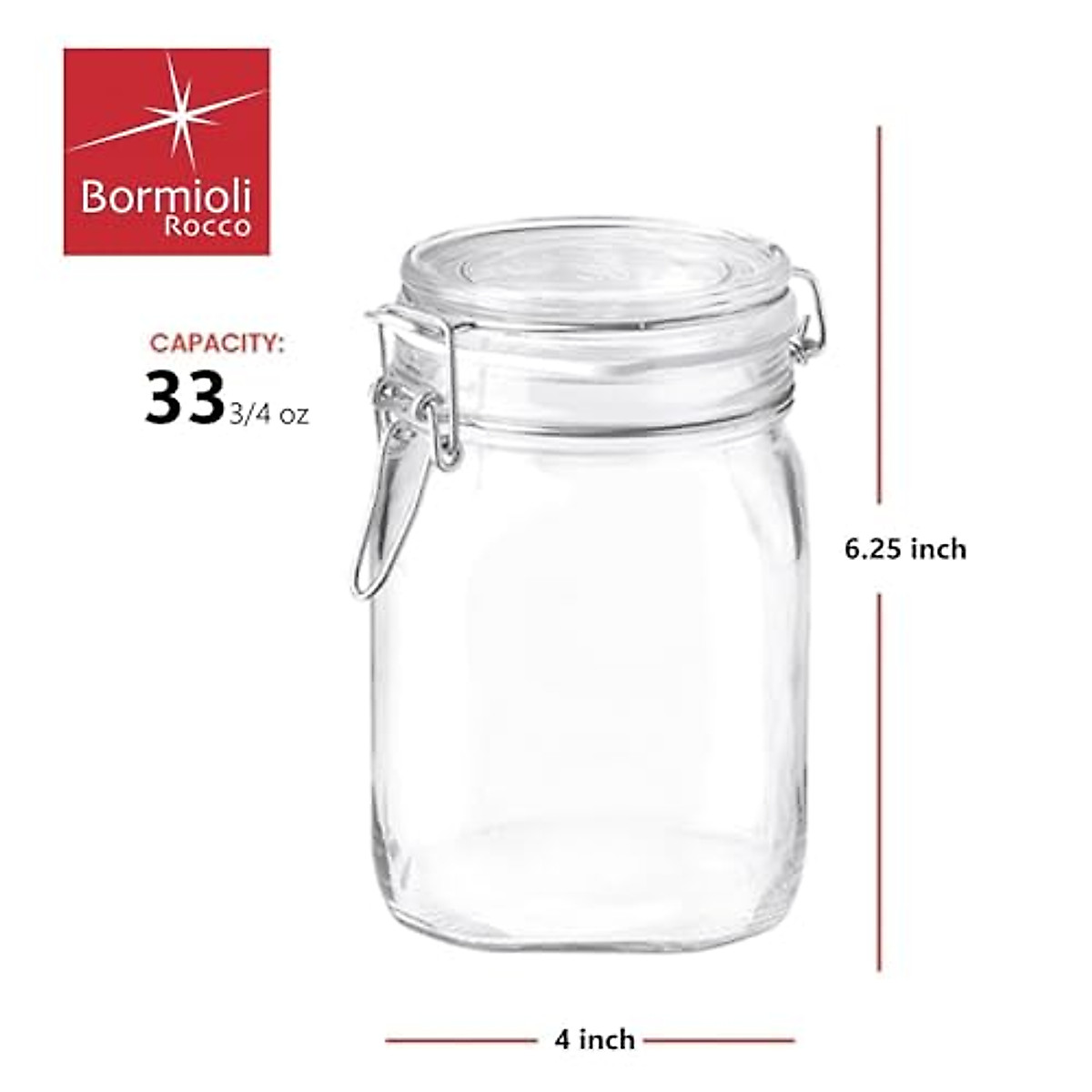 Bormioli Rocco Fido Clear Jar, 33-3/4-Ounce