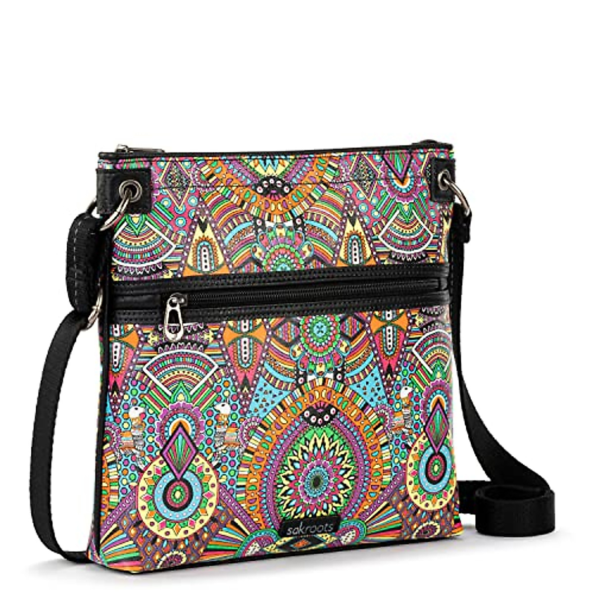 Sakroots Women's Artist Circle Flat Crossbody, Rainbow Wanderlust