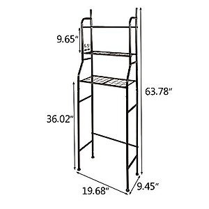 HAHRIR 3-Shelf Bathroom Organizer Over The Toilet Space Saver Bathroom Corner Stand Storage Organizer, Black