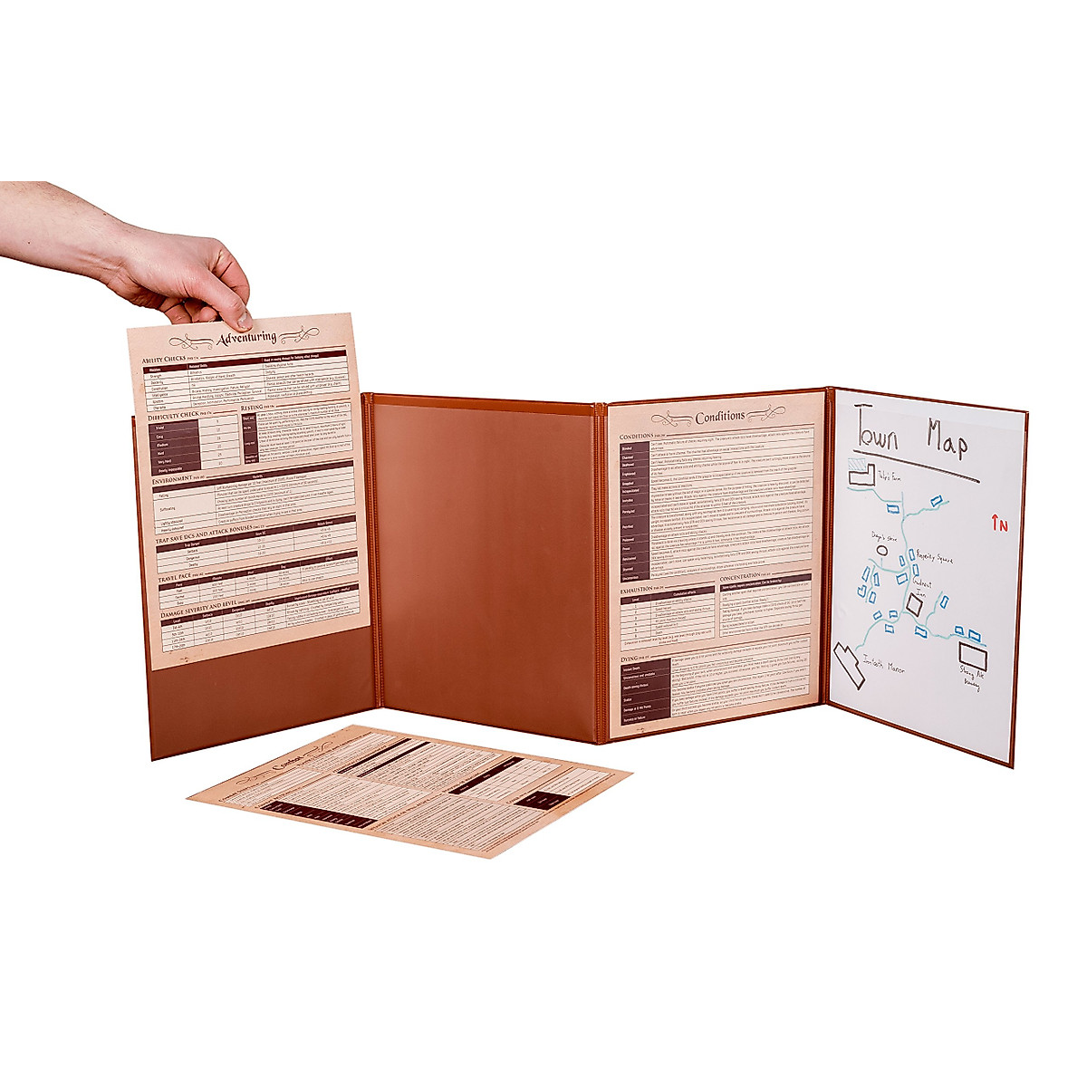 Hexers Game Master Screen, Compatible with Dungeons and Dragons, DND DM Pathfinder RPG Role-Playing, 4 Customizable Panels Inserts Included That Slide into The Pouches, Dry Erase Tracker Sheet