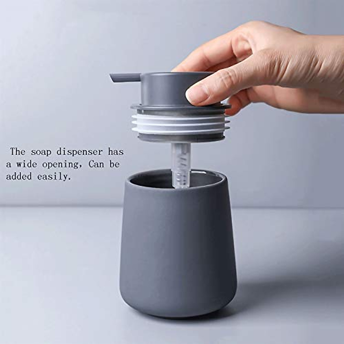 Refillable Liquid Hand Soap Dispenser Decorative Ceramic Refillable Liquid Soap Dispenser Pump Bottle for Bathroom, Kitchen Sink - Holds Hand Soap, Dish Soap. Ceramics Foam soap Dispenser Pump Bottle