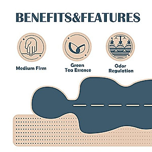 Dyonery Twin Mattress 6 Inch Green Tea Memory Foam Mattress in a Box, CertiPUR-US Certified Fiberglass Free Gel Mattress, Twin mattresses for Kids Medium Firm 38"x75"