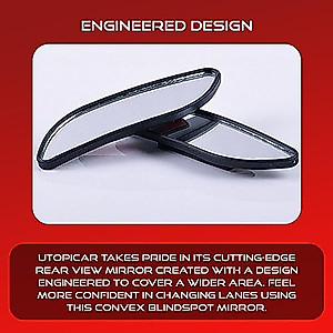 Utopicar Long Blind Spot Car Mirror - Aesthetic Convex Blindspot Mirrors, Engineered Design for Side Mirror (Blindspot), Up/Down Adjustable Car Blind Spot Mirror, Rear View Blind Spot Mirrors (2 Pack)