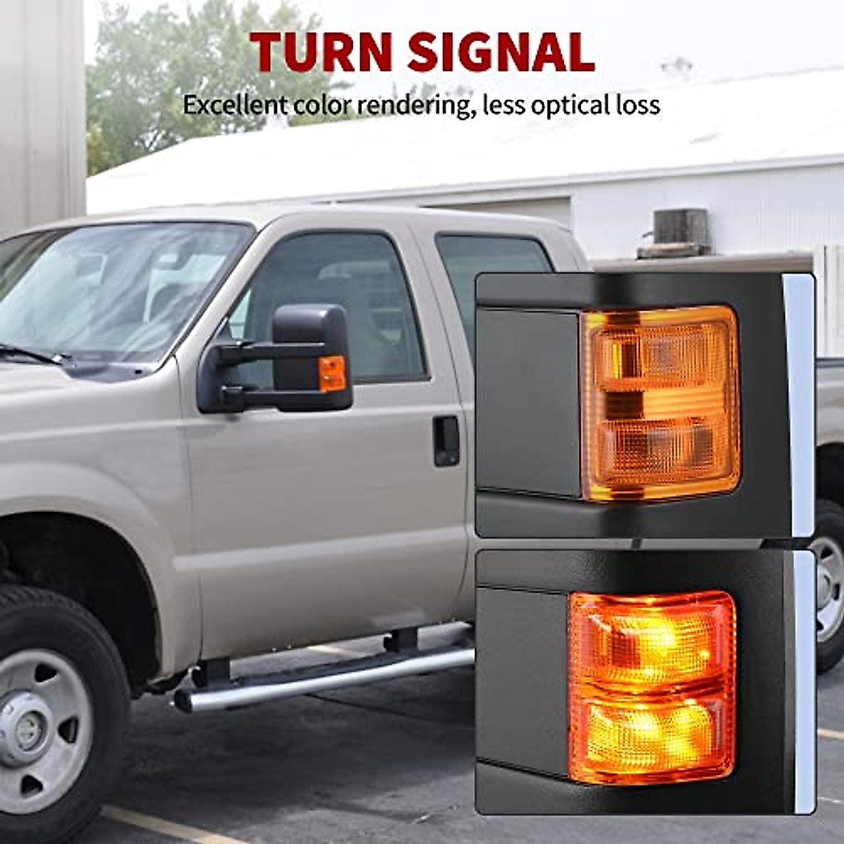 YITAMOTOR Towing Mirror Compatible with 2008-2016 Ford F250 F350 F450 F550 Super Duty, Left Driver Side Mirror Power Heated Telescoping Folding Turn Signal Light Black