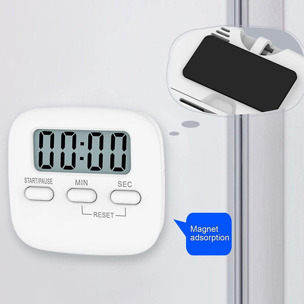 Galand Precise Multi-use Study Timer Plastic Stable Shockproof Digital Timer for Student Study Timer for Gifts White