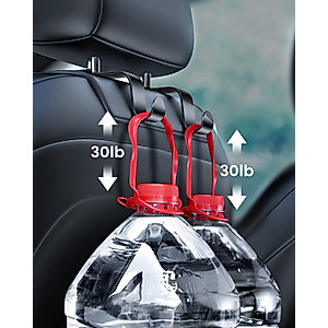 Ouzorp 4 Pack Car Seat Headrest Hooks, Hook Hanger Storage Organizer for Purse Coats Umbrellas Grocery Bags Handbag, Car Interior Accessories