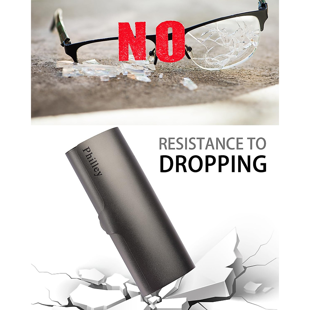 Philley Aluminum Ultra-Light Eyeglass Case Hard Shell Nearsighted Glasses Case for Women & Men(Gun Grey)