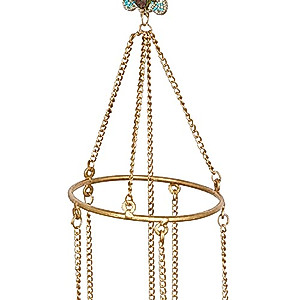 Deco 79 Metal Turtle Indoor Outdoor Embellished Windchime with Glass Beads and Pipe Bells, 5" x 5" x 41", Gold