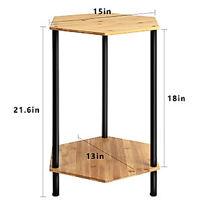 SEHERTIWY Bamboo Side Table Set of 2, Hexagon Nightstands for Bedrooms, Side Tables for Small Spaces, Modern Coffee Table, 2 Tiers Rustic Accent Tables for Bedroom