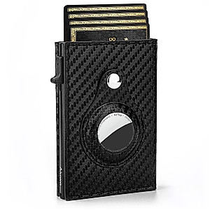 Aiuwo Airtag Wallet for Mens Wallet Edge Wallet Cartera de Hombre Card Holder Smart,Slim,Minimalist Wallet,RFID Blocking Wallet (Airtag Wallet, Carbon Fiber)