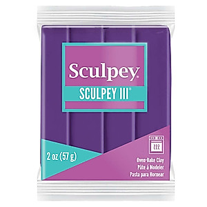 Polyform Sculpey III Polymer Oven-Bake Clay, Purple, Non Toxic, 2 oz. bar, Great for modeling, sculpting, holiday, DIY, mixed media and school projects.Perfect for kids & beginners!