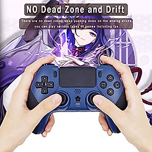 OFOTEIN Wireless Controller for PS4 Controller, Game Controller Compatible with Playstation 4/Slim/Pro/PC,Built-in 800mAh Rechargeable Battery/Responsive Joystick and Buttons/Audio/Turbo(Blue)