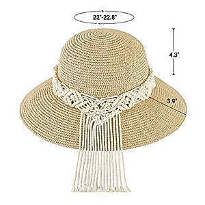 Mkono Hat Rack Hat Hangers for Wall Boho Caps Storage Display Organizer and Straw Sun Hat Womens Beach Hat with Decorative Tassels