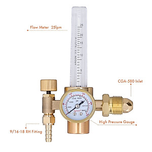 Tyenaza CO2 Argon Flowmeter and Regulator, Welder Gas Regulator Gauge Argon Flow Meter Valve MIG Flowmeter Brass Welding Accessory