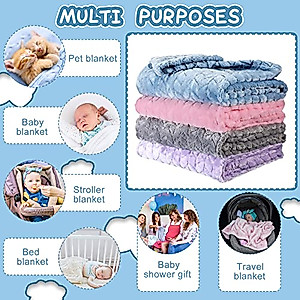 4 Pcs Baby Fuzzy Blanket Fluffy Baby Blanket for Boys and Girls Soft Warm Baby Receiving Blankets Fleece Nursery Bed Blanket Toddler Infant Newborn Flannel Receiving Blanket (Elegant Color)