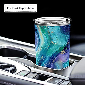 Purple Blue Galaxy Starry Waves Stainless Steel coffee cup travel with Straw Lid travel mug with lid for hot and cold drinks reusable tumblers with lids 20 OZ