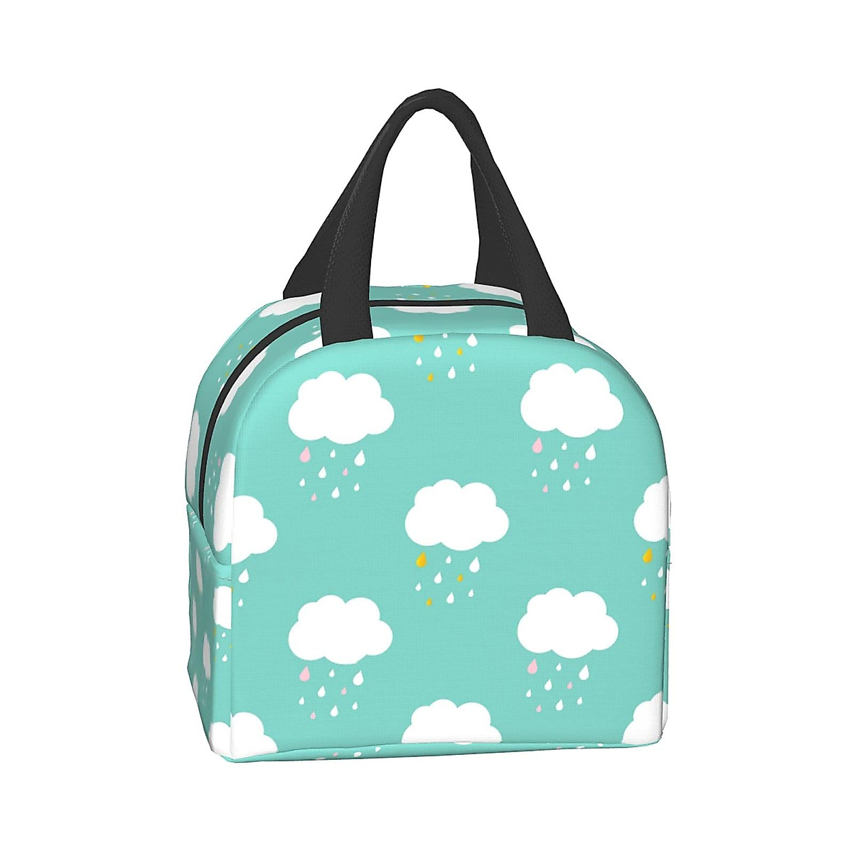 Cute Sky With Rainy Clouds Kawaii Lunch Box Travel Bag Picnic Bags Insulated Durable Shopping Bag Back To School Reusable Waterproof Bags For Man Woman Girls Boys