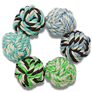 Otterly Pets 6 Pack Rope Balls for Small Dogs & Puppies - Durable, Interactive Chew Toys - for Playtime and Fetch- Ideal for Teething, Training, and Playtime