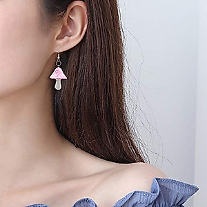 Just Follow Mushroom Shape Dangle Earrings Sweet Fresh Chic Charm Mushroom Drop Earrings for Women 3D Cute Funny Simulation Mushroom Food Earrings (Mushroom Shape Dangle Earrings 8 pairs)