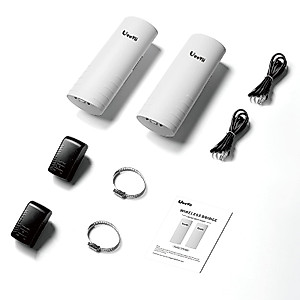 UeeVii Point to Point Wireless Bridge, 5.8Ghz 100Mbps Outdoor CPE 3KM Long Range Transmission Distance with 14DBi High Gain Directional Antenna, PoE Adapter,2 RJ45, for Barn Garage Shop, 2-Pack