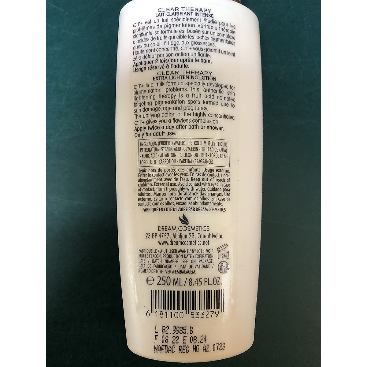 CT+ Clear Therapy Extra Lightening Lotion with Carrot Oil 250ml