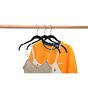 Quality Hangers 50 Pack - Heavy Duty Anti Rust Plastic Clothes Hangers, Space Saving Closet Hangers with Chrome Swivel Hook, Functional Non-Flocked Hangers, Black