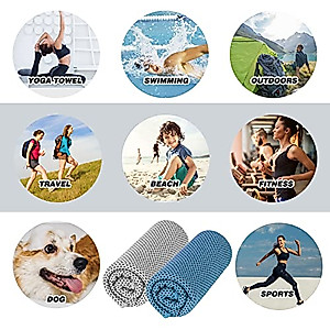 Homelove Cooling Towel (35.4"x11.2"),Cooling Towels 2 Pack,Lightweight Microfiber Towel for Gym, Workout, Sport & Sweat, Quick Dry Towel for Body, Neck & Face During Work, Travel, Camping-Blue+Grey