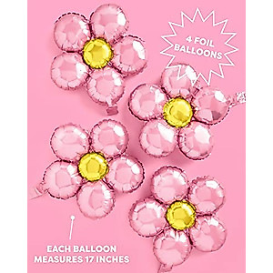 xo, Fetti Light Pink Flower Balloon Set - 4 pc | Groovy Birthday Decorations, Bachelorette, 70s Party Decorations, Baby Shower, Wedding, Photo Booth