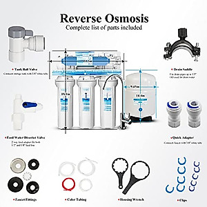 Geekpure 6-Stage Reverse Osmosis RO Drinking Water Filter System with DI Filter TDS to 0-75 GPD