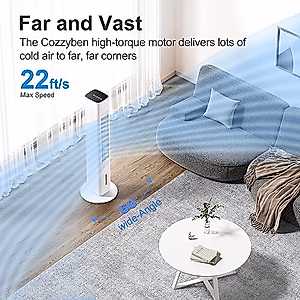 COZZYBEN Cooling Tower Fan Standing Floor Fans Bladeless Portable Evaporative Air Cooler Ventless Ac Unit no Window for Room Bedroom Indoor Home