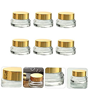 Lurrose 6pcs Container Jar Face With Bottles Facial Lip Up Lotion Glass Containers Makeup Ml Golden Small Mini Cosmetic Lids Creams Leak-proof Size for Make Shampoo Cream Samples Jars