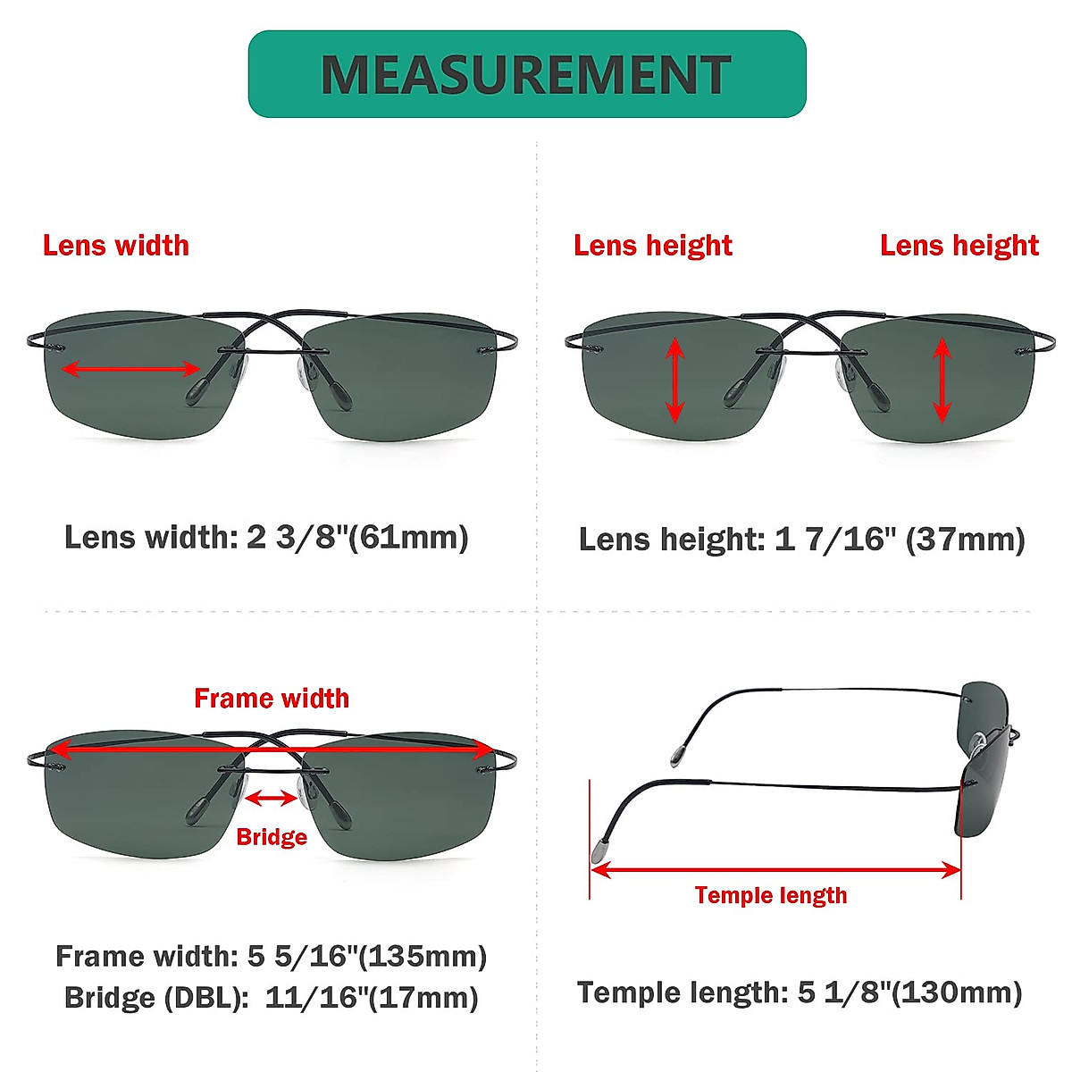 Eyekepper Rimless Titanium Frame Polarized Sunglasses G15 Lens
