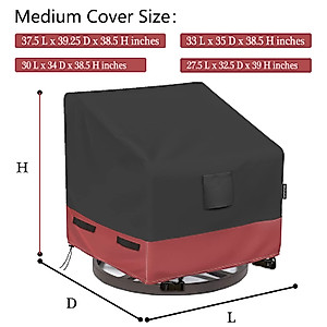 2 Pack Outdoor Swivel Lounge Chair Cover 600D Heavy Duty Outdoor Chair Covers,100%Waterproof Tear-Resistant,UV Resistant,Swivel chair cover Fits 37.5 L x 39.25 D x 38.5 H in, Noble black/red combo.