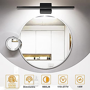 NIORSUN 23.62 inch Modern Bathroom Vanity Light Dimmable 5CCT 980LM 14W LED Bathroom Lights Over Mirror Black Wall Lighting Fixtures for Bathroom Bedroom Living Room Cabinet- ETL Certified