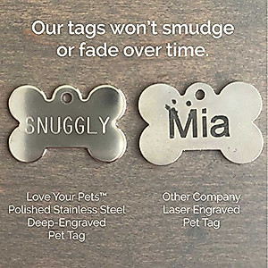 Love Your Pets Classic Pet ID Tags - Stainless, Brass & Aluminum-2 Sided Deep Engraved Dog Tags-Personalized Dog ID Tags, Cat Tags