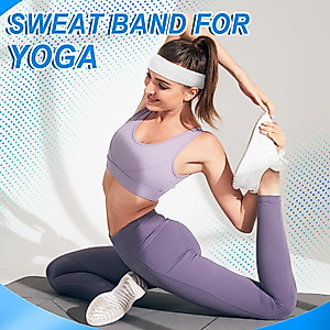 4 Pcs Sweatbands Sport Headbands for Men & Women, Sweat Head Bands Moisture Wicking Sport Headband Cotton Sweatbands for Basketball, Athletic Exercise, Tennis, Running, Yoga