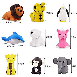 URSKYTOUS 34Pcs Animal Erasers Bulk Mini Pencil Erasers Puzzle Erasers Desk Pets Puzzle Kids Erasers for Party Favors Classroom Students Prizes Easter Egg Fillers,Carnival Gifts,School Supplies Gift