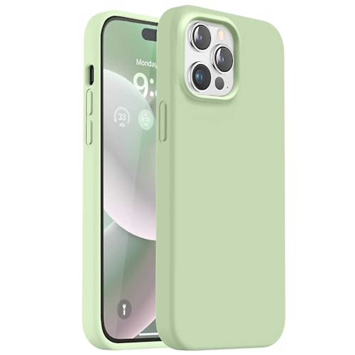 Vooii Compatible with iPhone 13 Pro Max Case, Liquid Silicone Full Body Protective Case with [Anti-Scratch] [Soft Microfiber Lining] [Camera Protective] for iPhone 13 Pro Max 6.7 inch, Matcha